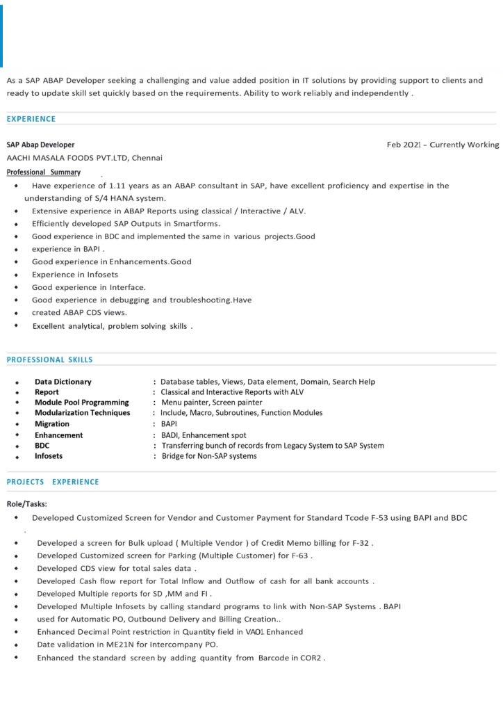 7411 – SAP ABAP Developer – Srisattva Group