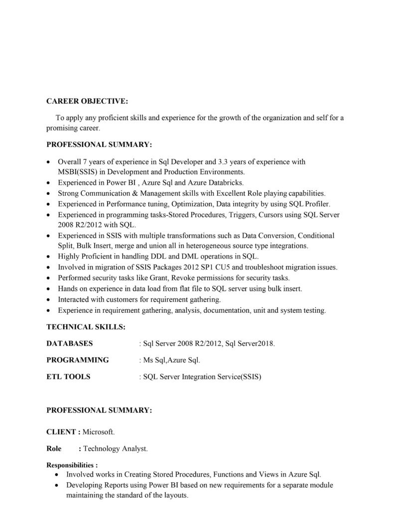 7454 – SQL developer – Srisattva Group