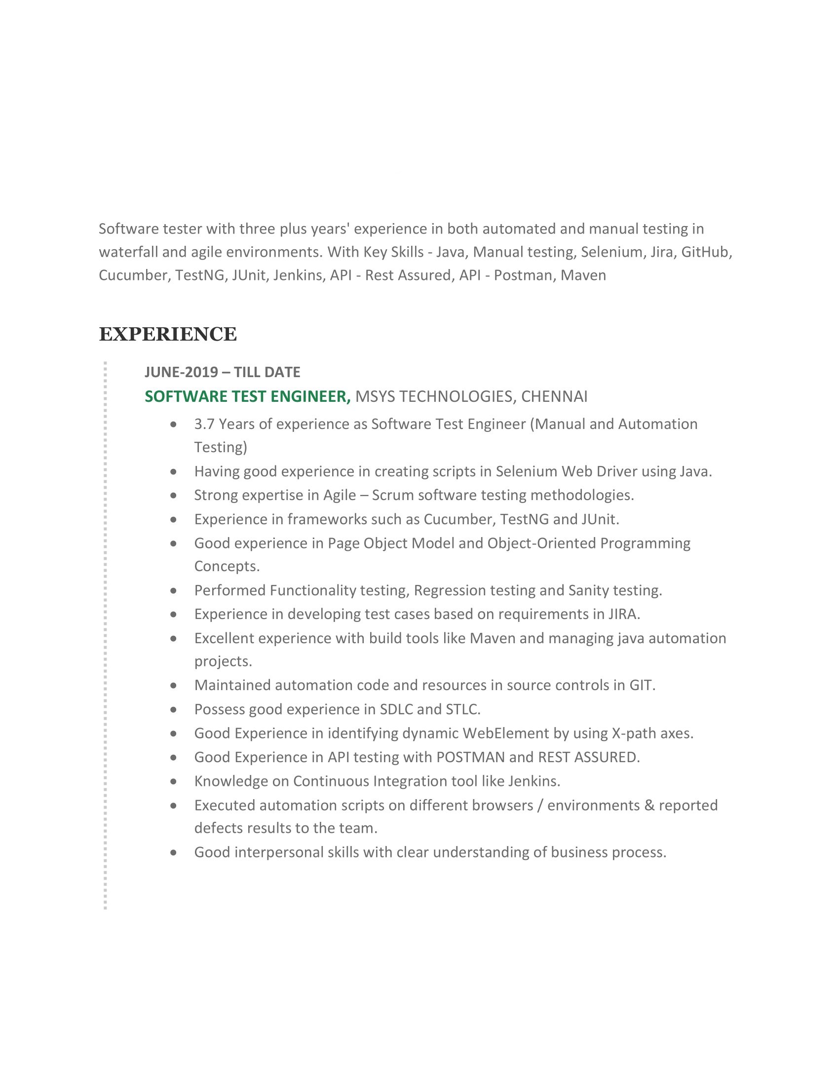 4532 Software Test Engineer Srisattva Group